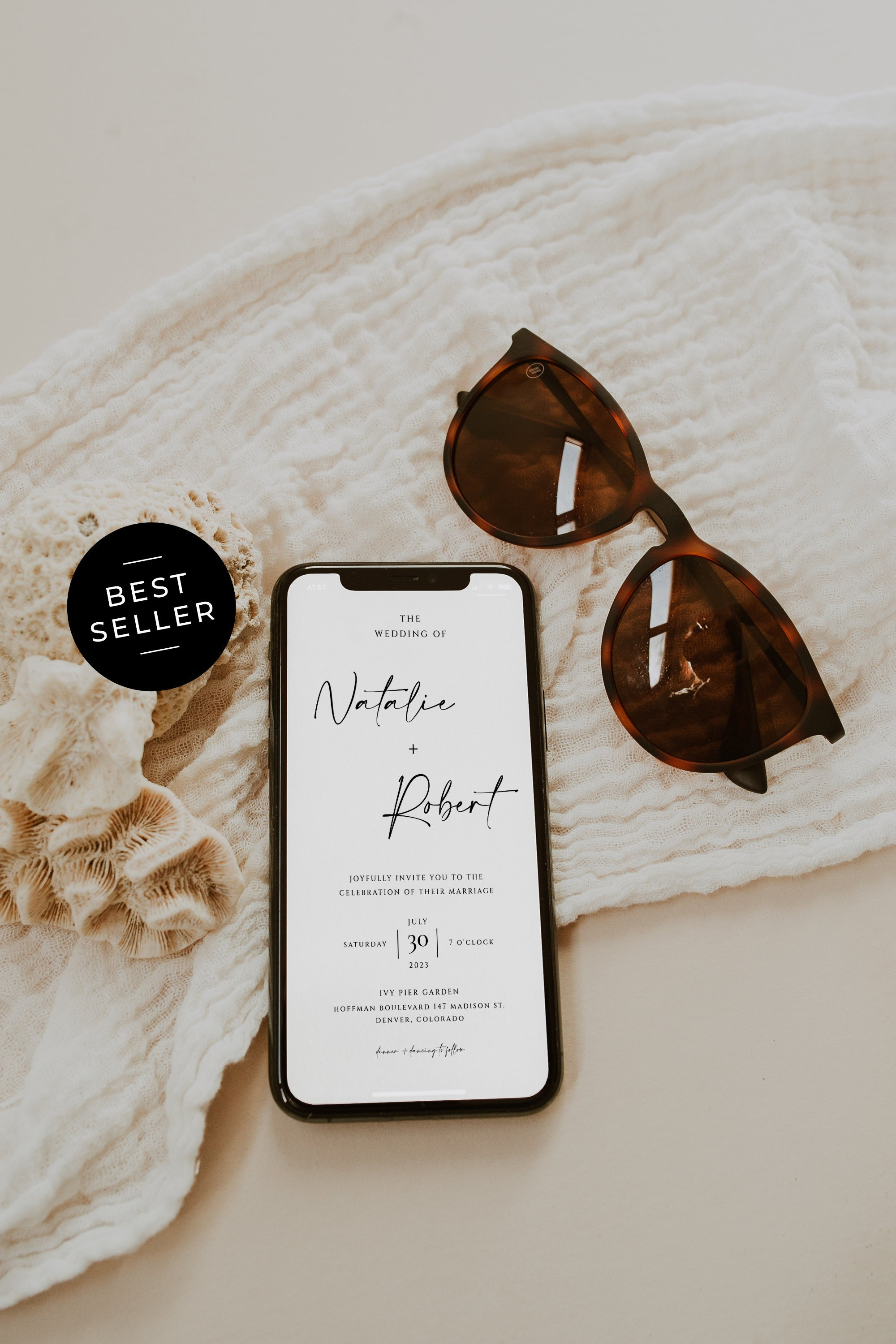 Electronic Wedding Invitation Modern Wedding Digital - Etsy