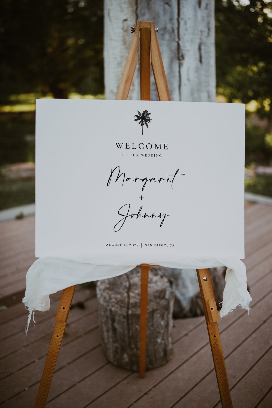 Palm Tree Welcome Sign Template Tropical Wedding Welcome - Etsy