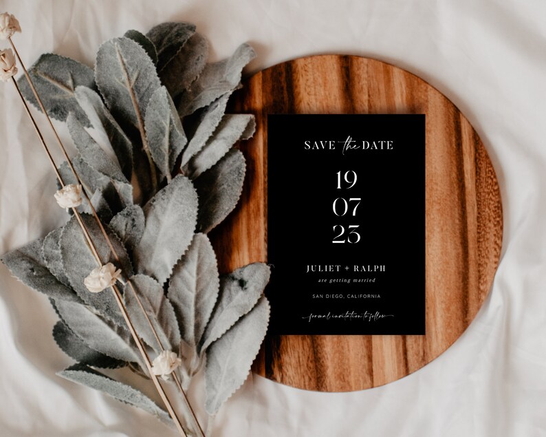Black Save the Date Template Minimalist Save the Date Modern - Etsy