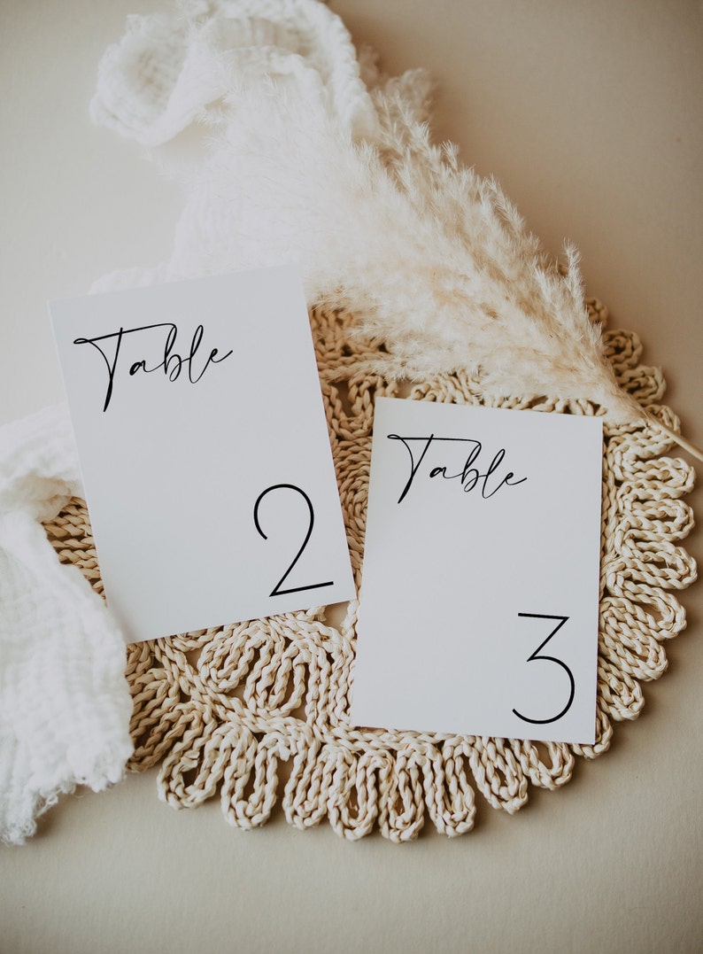 Minimalist Wedding Table Numbers Template Modern Wedding - Etsy