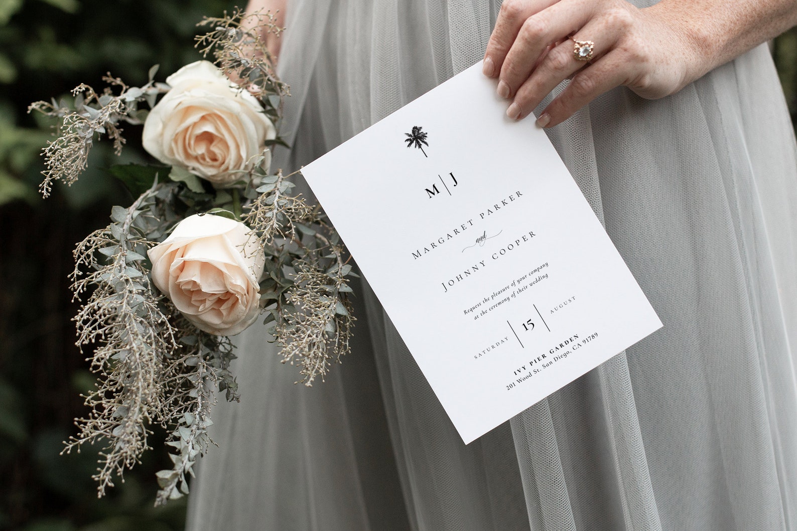 Palm Tree Wedding Invitation Template Tropical Wedding - Etsy