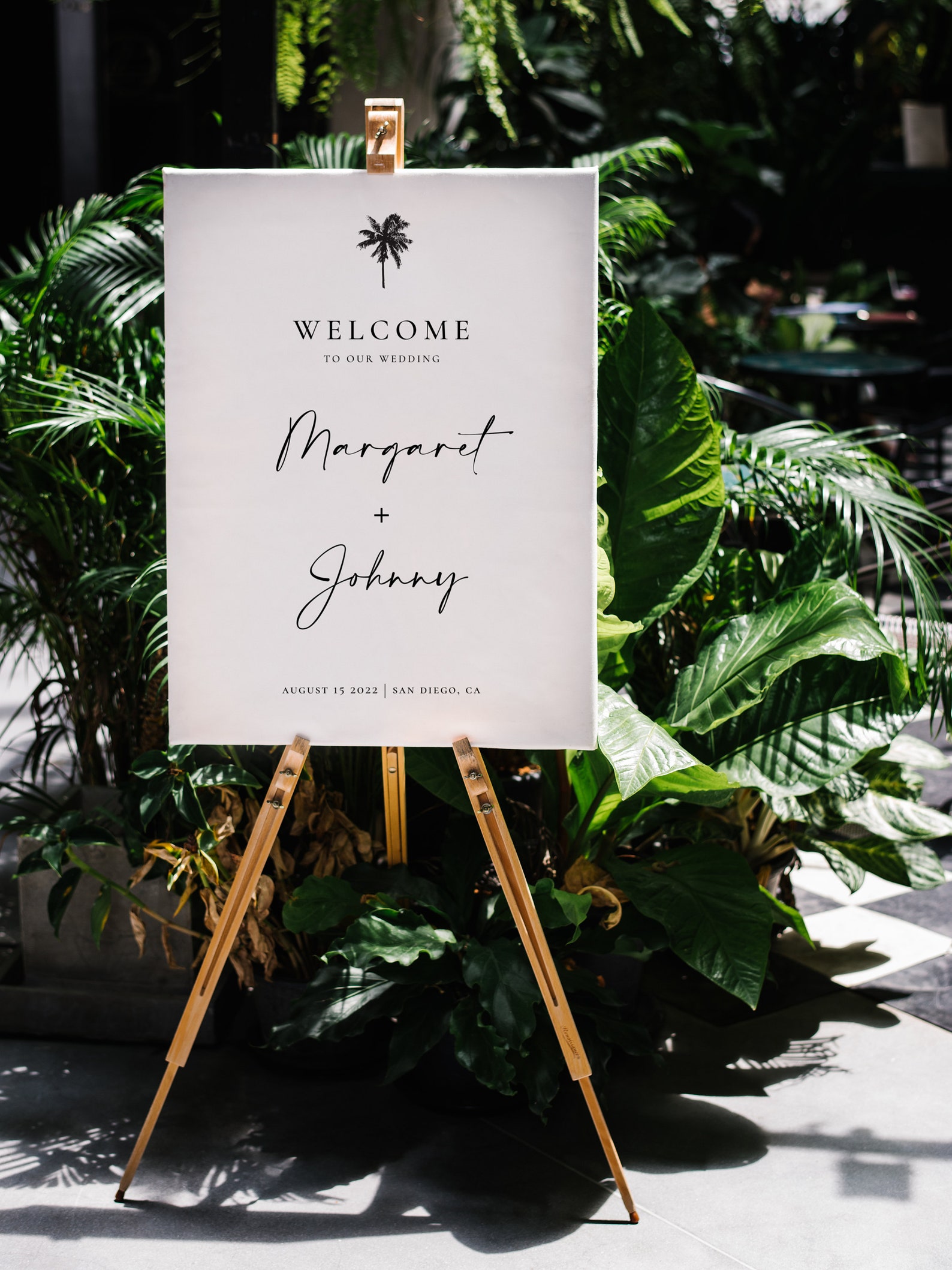 Palm Tree Welcome Sign Template Tropical Wedding Welcome - Etsy