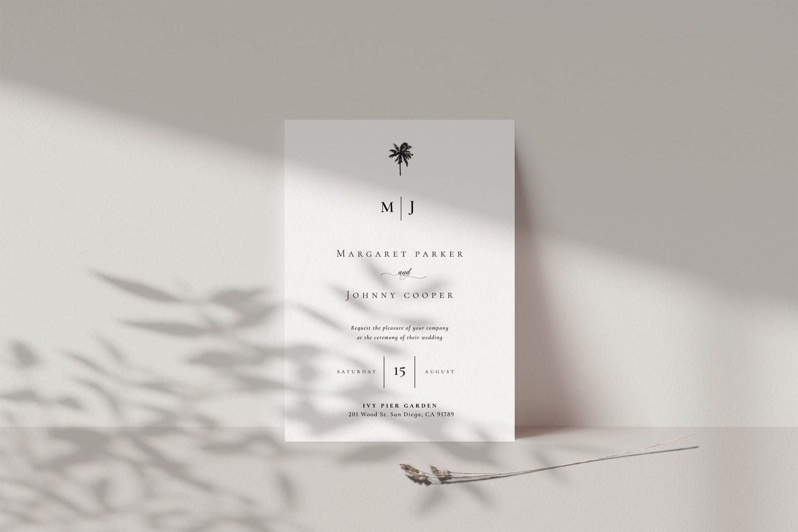 Palm Tree Wedding Invitation Template Tropical Wedding - Etsy
