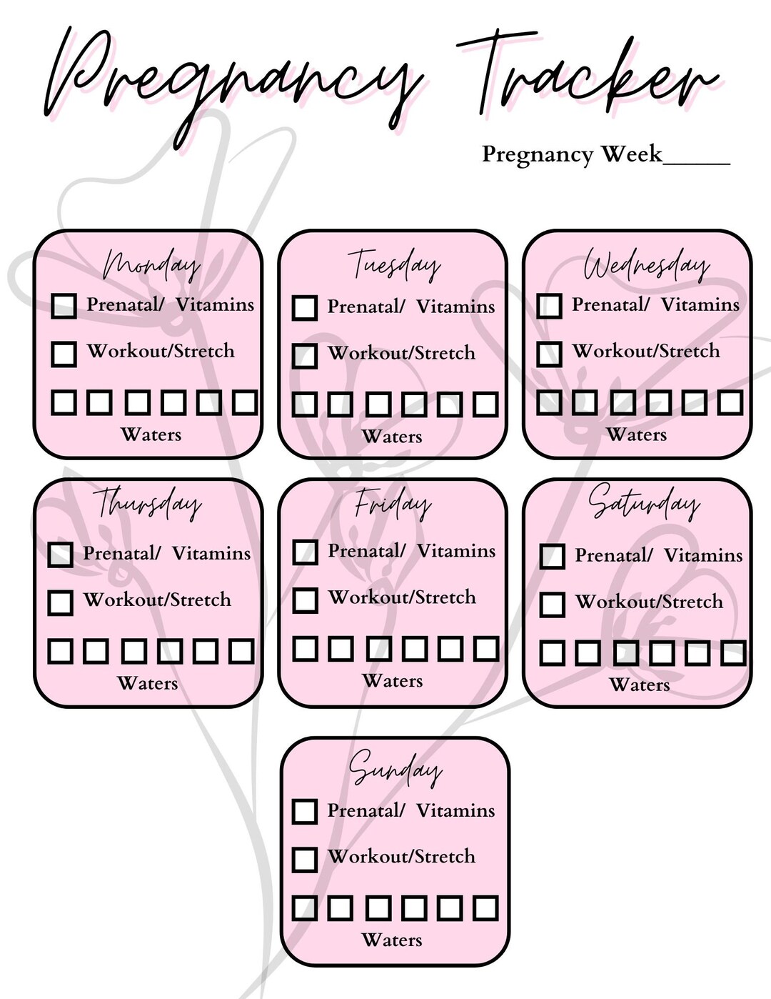 Weekly Pregnancy Tracker Digital Download - Etsy