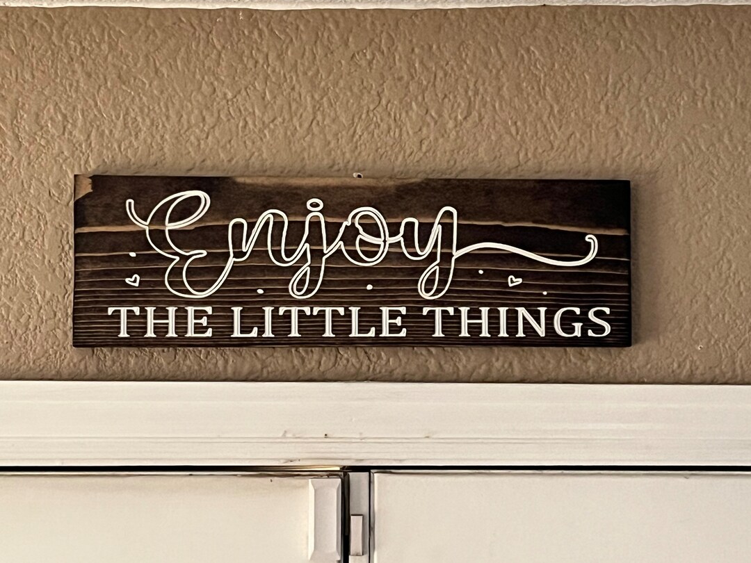 Pine Wood Engraved Sign “enjoy the Little Things” Espresso - Etsy