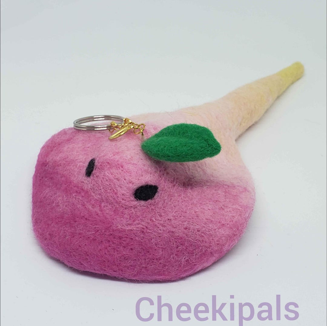 Sting Peach Ray Needle Felted Wool Keychain Pink Fruit Accessory - Etsy