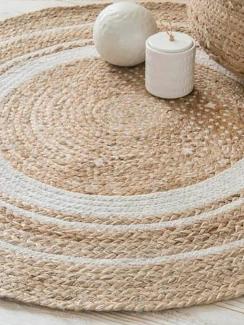 Hand Braided Natural Jute Round Rug for Living Room Decor, Custom Size ...