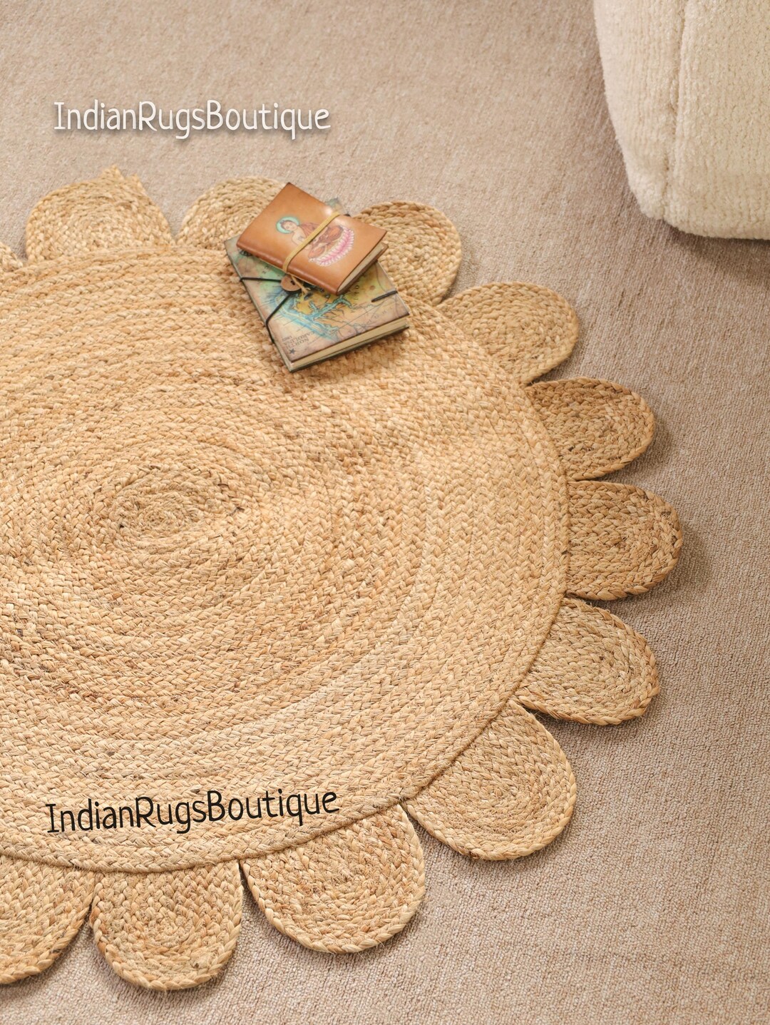 Round Scalloped Jute Rug, Round Jute Rug, Round Jute Scalloped Rug ...
