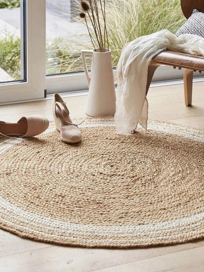 Hand Braided Natural Jute Round Rug for Living Room Decor, Custom Size ...