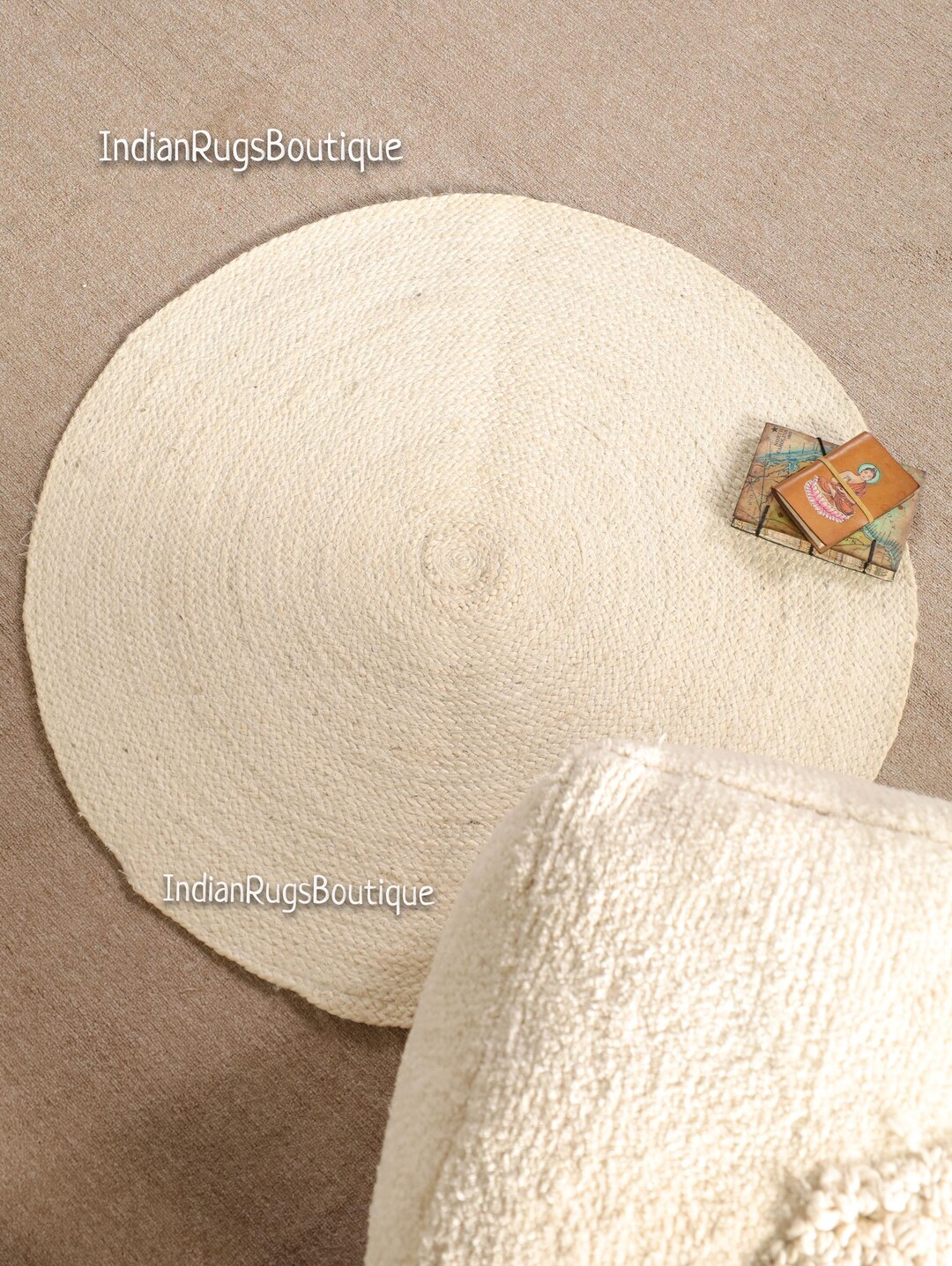 White Round Rug - Round Jute Rug, Bohemian Round Rug, Natural Jute Rug ...