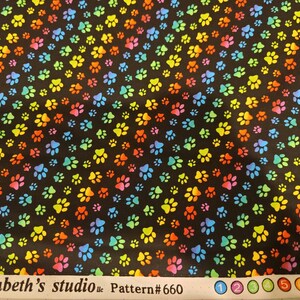 Elizabeths Studio Black Rainbow Paw Prints Fabric by the Yard - Etsy