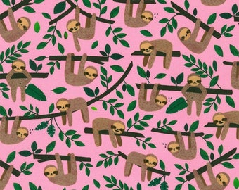 Sloths Fabric Large Scale Sloths on Turquoise by Juliaschumacher Sloths ...