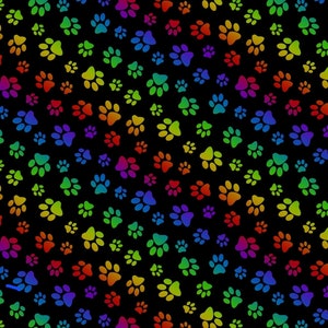 Elizabeths Studio Black Rainbow Paw Prints Fabric by the Yard - Etsy