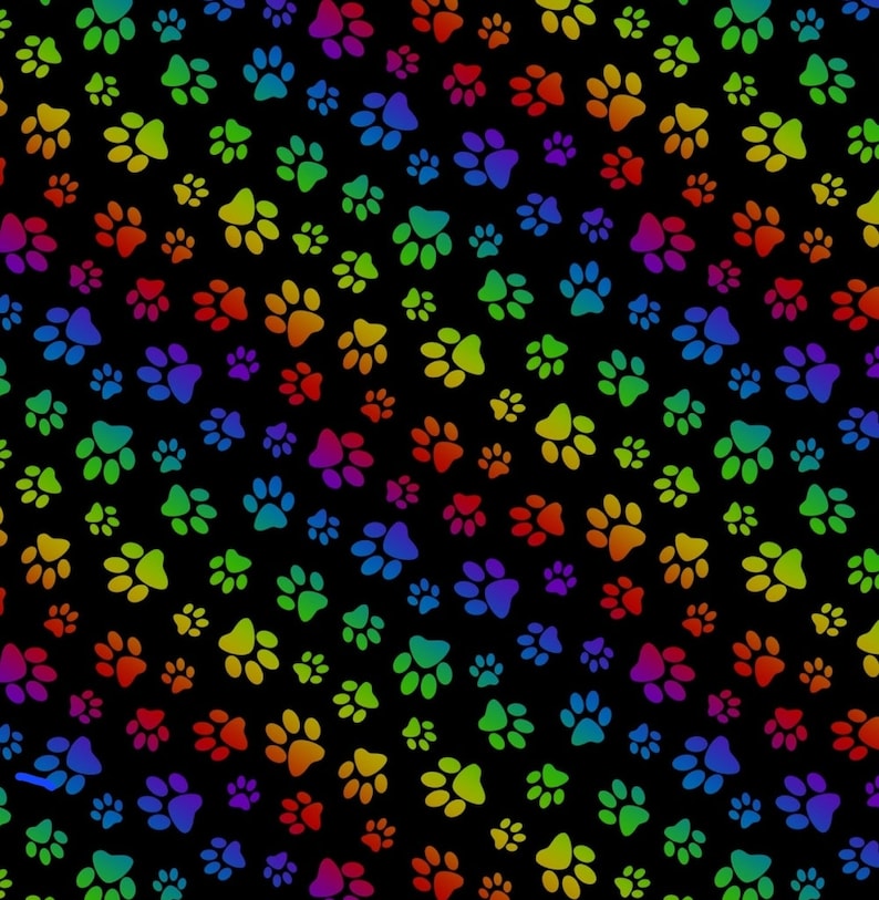 Elizabeths Studio Black Rainbow Paw Prints Fabric by the Yard - Etsy