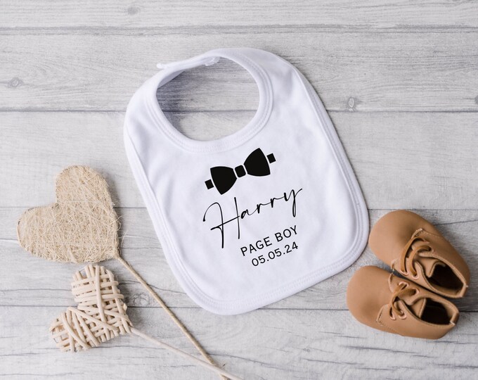 Personalized Page Boy Bib: Wedding Keepsake, Cotton Baby Bib - Etsy