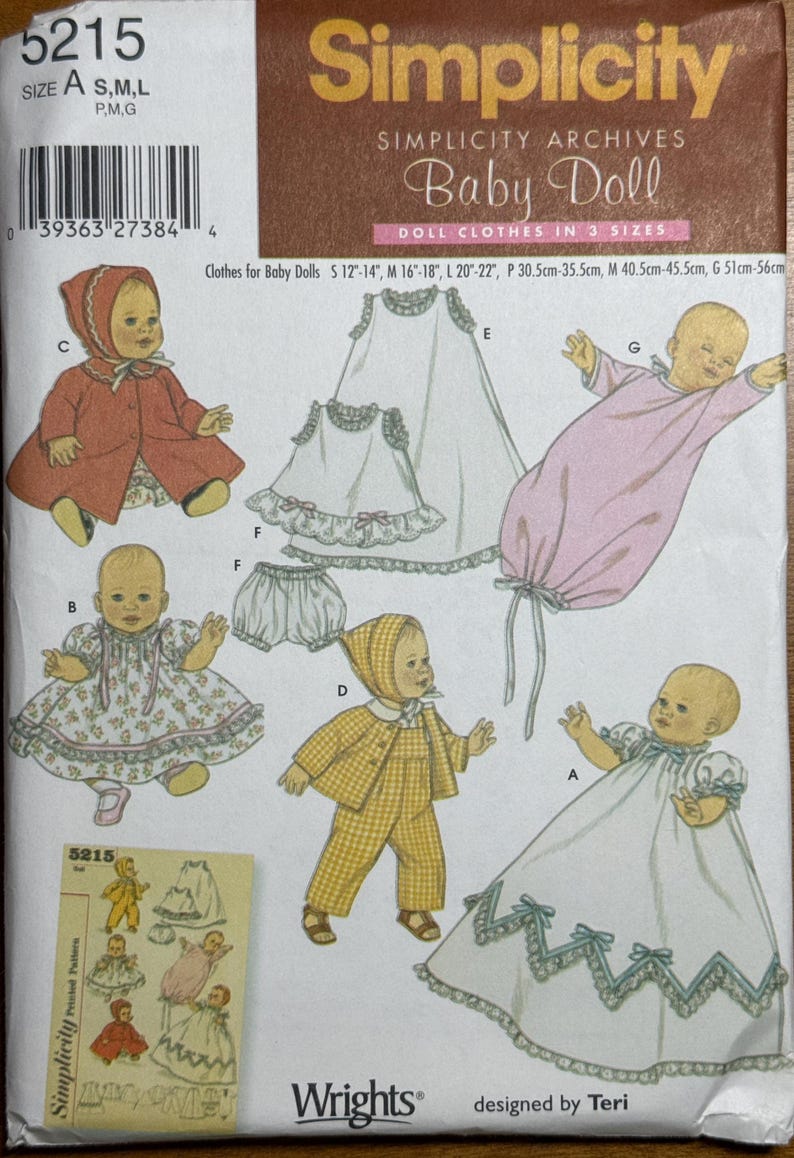 Sewing Patterns for Doll Clothes for Various Sizes of Baby Dolls ...