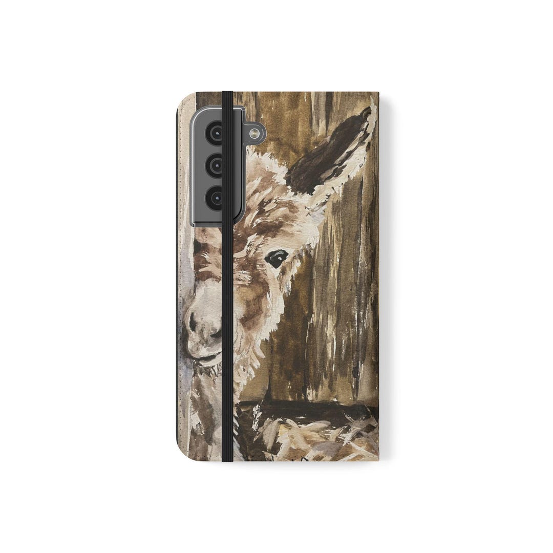 Baby Donkey Watercolor Art Flip Phone Case, Faux Leather - Etsy