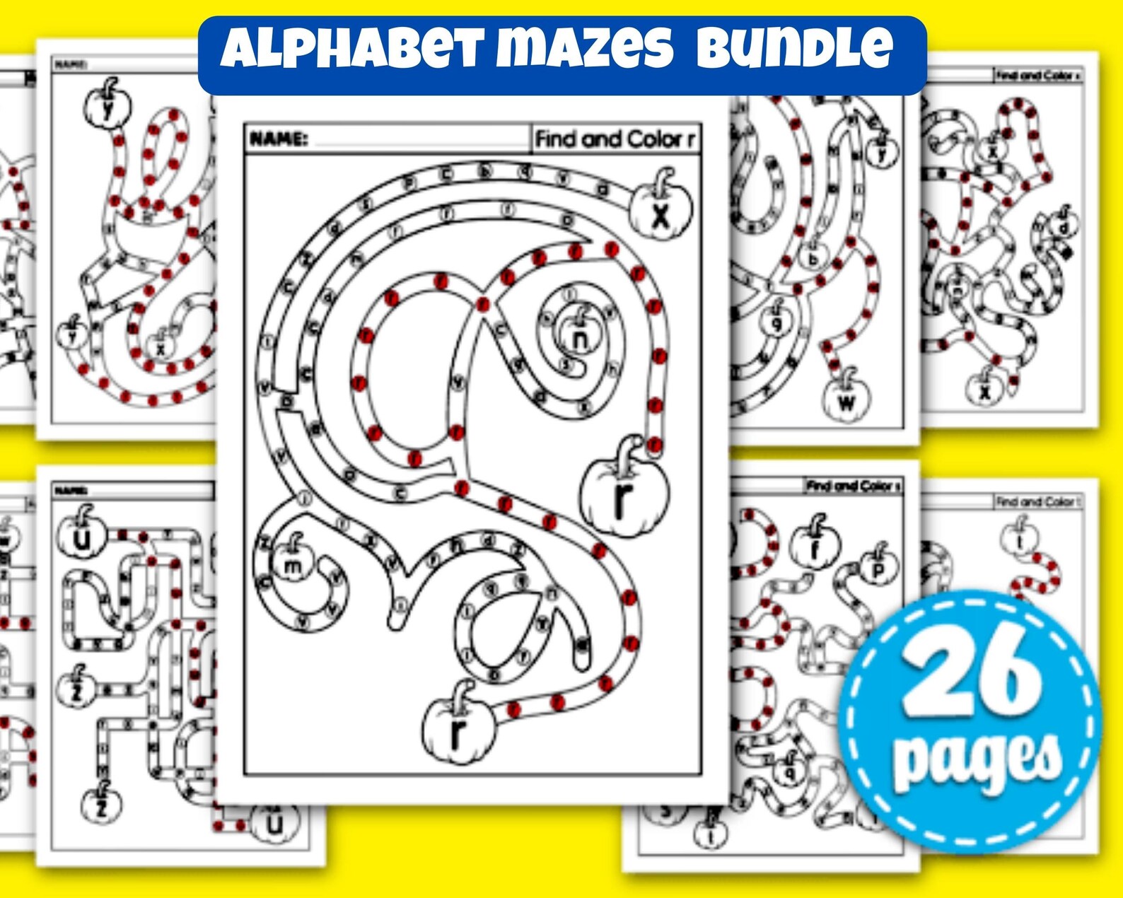 26 Alphabet Mazes for Kidsprintable Worksheetsinstant - Etsy