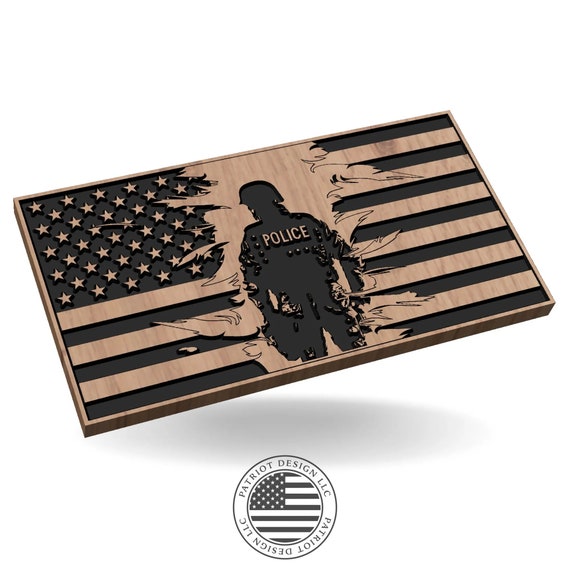 Police Tattered Center Flag SVG - Etsy
