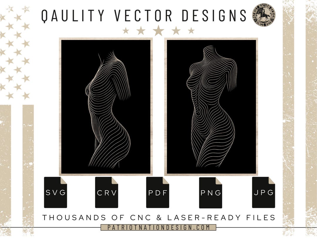 Female Body Line Art SVG: Abstract Woman Silhouette, Laser Cut CNC File ...