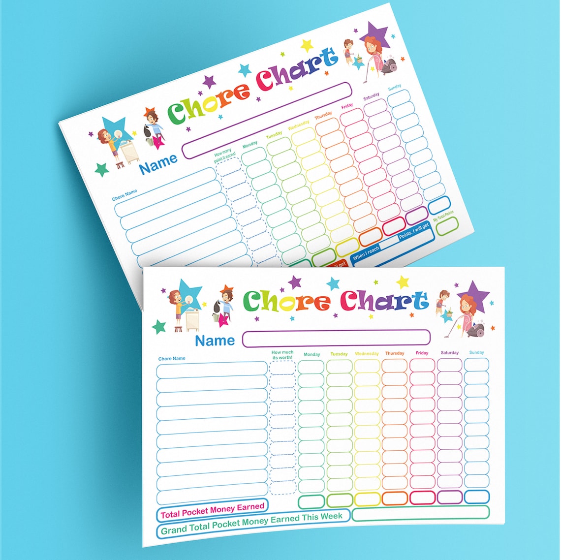 Printable Chore Chart for Kids, Reward System, Responsibility Chart ...