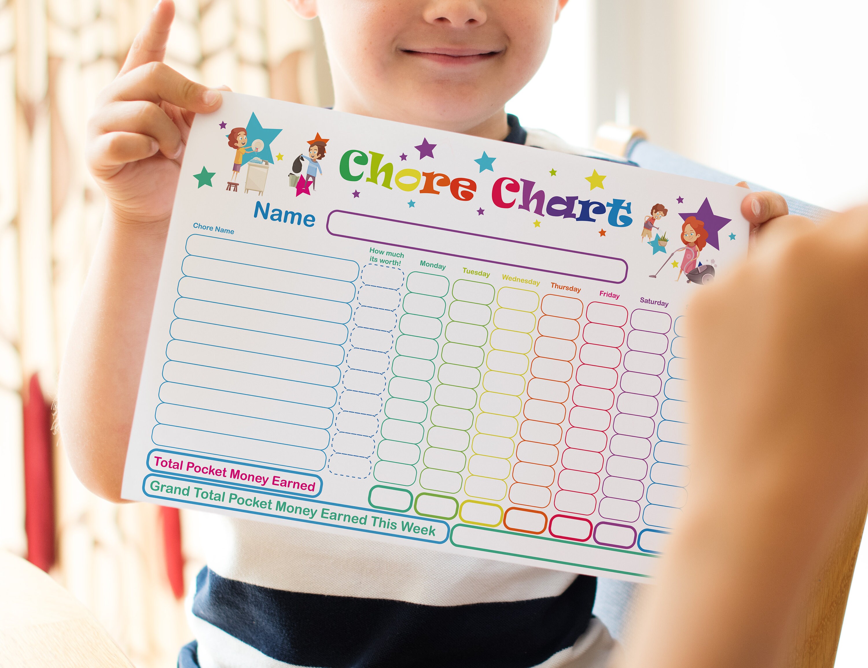Printable Chore Chart for Kids, Reward System, Responsibility Chart ...