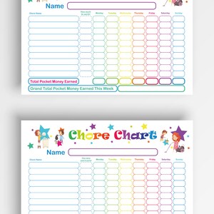 Printable Chore Chart for Kids, Reward System, Responsibility Chart ...