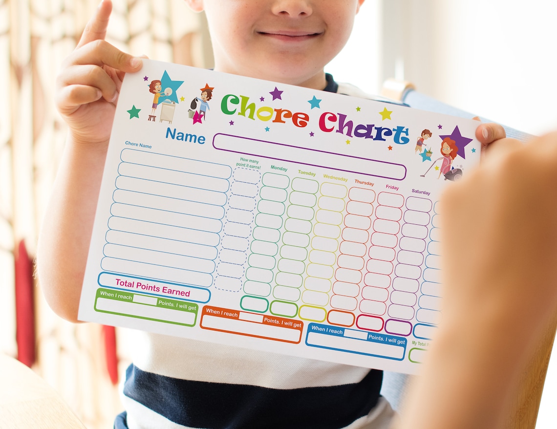 Printable Chore Chart for Kids, Reward System, Responsibility Chart ...