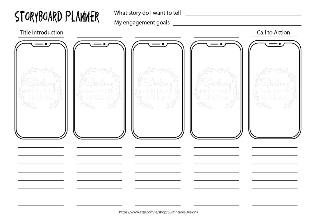 Instagram Storyboard Template, Downloadable A4 Worksheet Also for ...