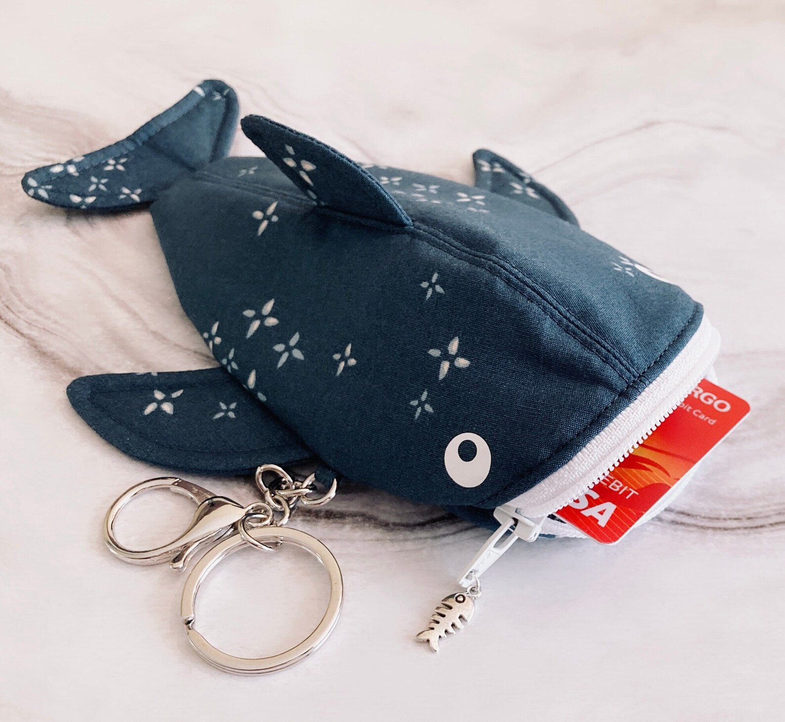 Handmade Whale Shark Coin Purse: Starry Fabric Keychain Wallet - Etsy