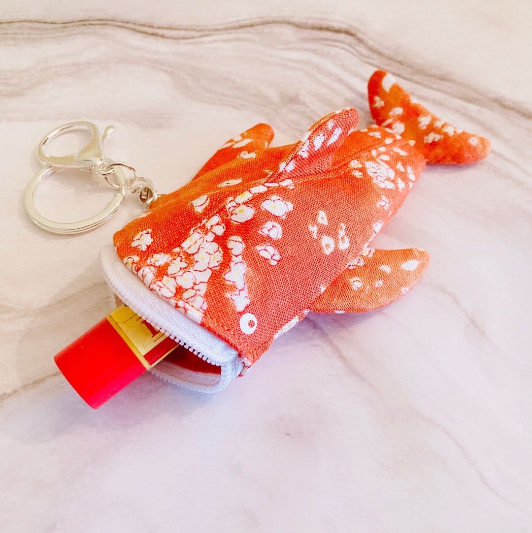 Coral Linen Whale Shark, Japanese Linen Case, Fish Keychain, Fish Coin Purse, Zipper Coin Fish ...