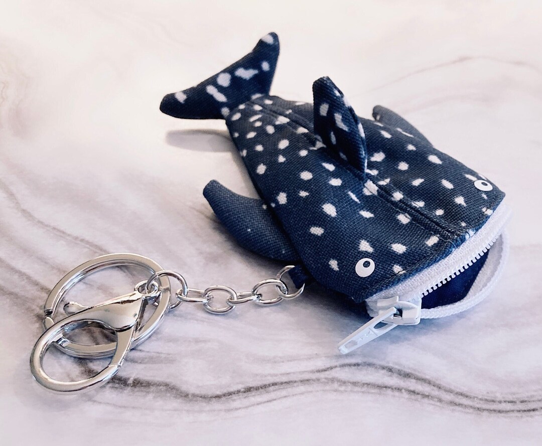 Happy Whale Shark Keychain Zipper Coin Case, Zipper Whale Pouch ...