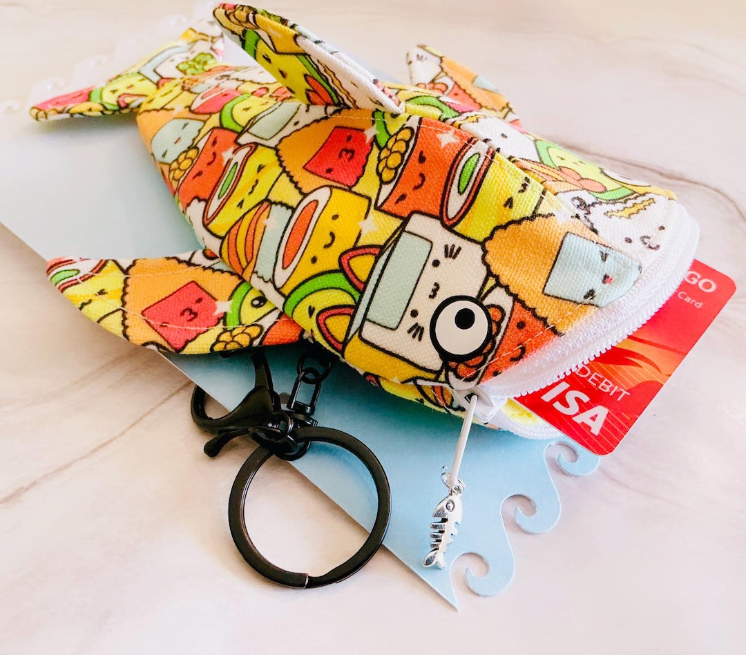 Kawaii Sushi Wallet, Whale Shark, Sushi Zipper Pouch, Japanese Sushi ...