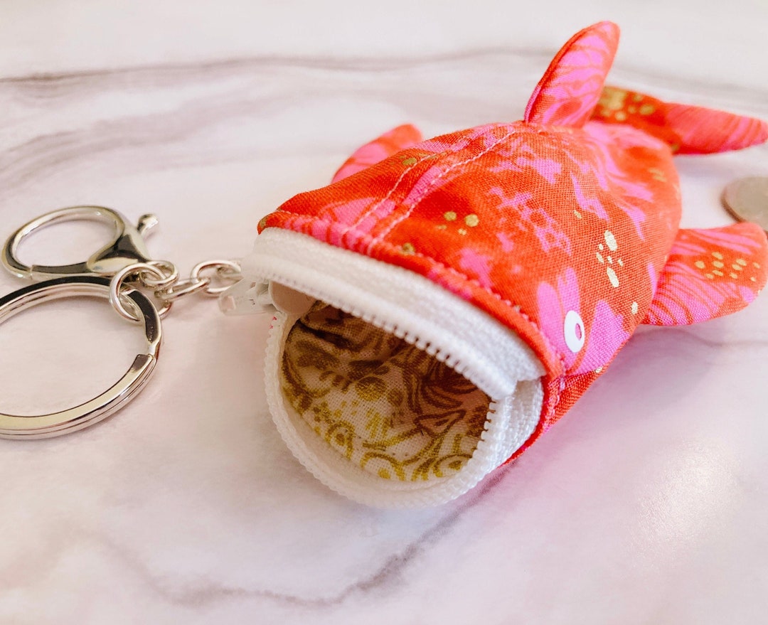 Coral Red Whale Shark Keychain, Fish Pouch, Fish Case, Fish Coin Bag ...