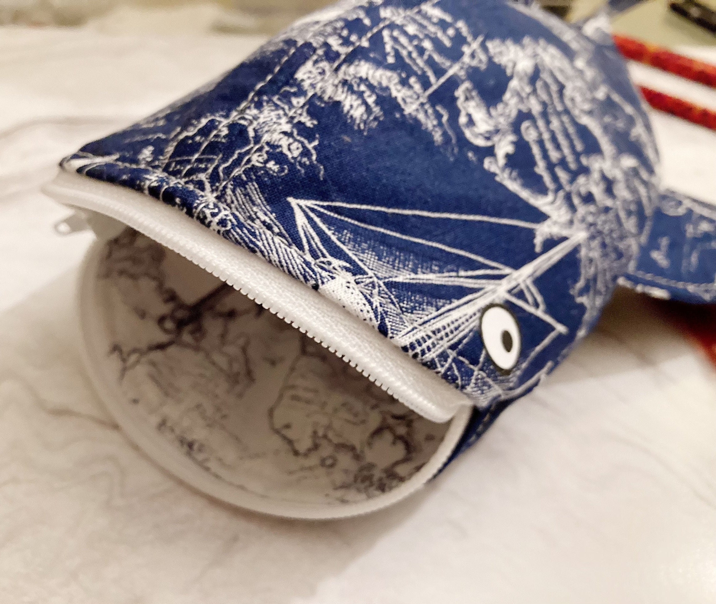 Ocean Blue Map Whale Shark Pencil Case Sailing Shark Pencil - Etsy