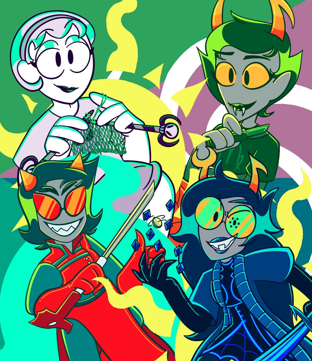 Homestuck Scourge Sisters and Rosemary Linked Acrylic Charms - Etsy