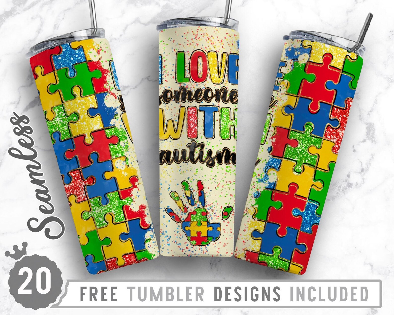 Autism Awareness 20oz Skinny Tumbler Wrap Design Different is - Etsy