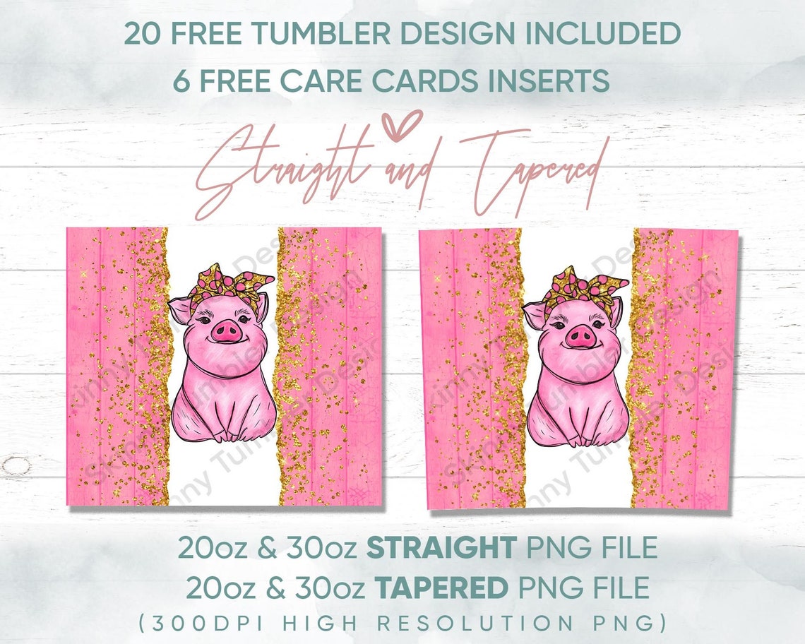 Western Pig 20oz Skinny Tumbler Wrap Design Farm Animal - Etsy