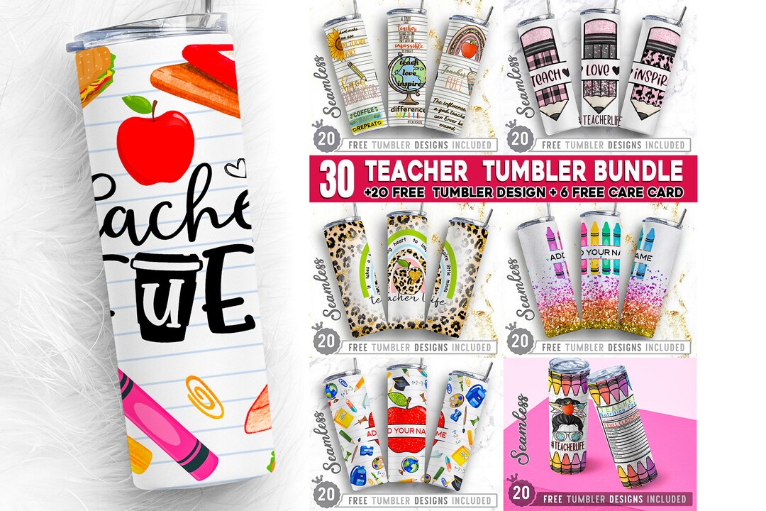 Big Teacher Bundle,30 20oz Teach Love Inspire Skinny Tumbler ...