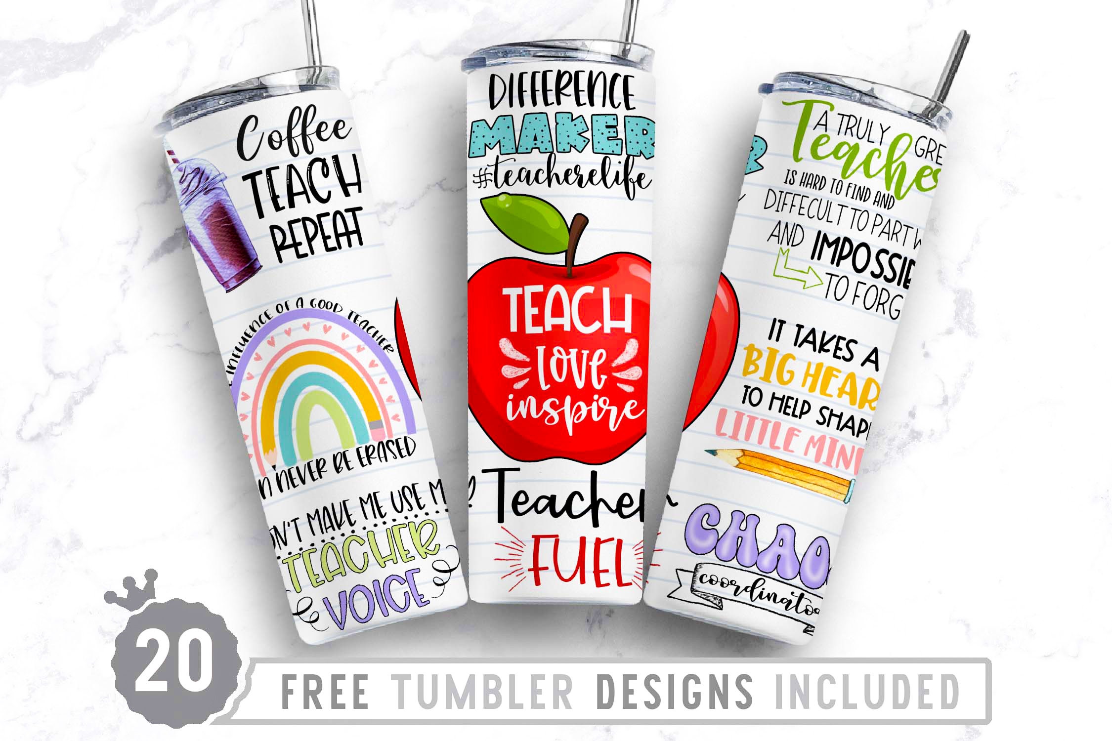 20oz Skinny Tumbler Design Sublimation Template Teacher - Etsy