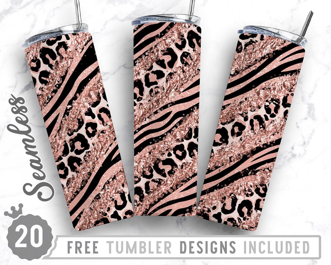 20oz Skinny Tumbler Design Sublimation Template Rose Gold Glitter ...