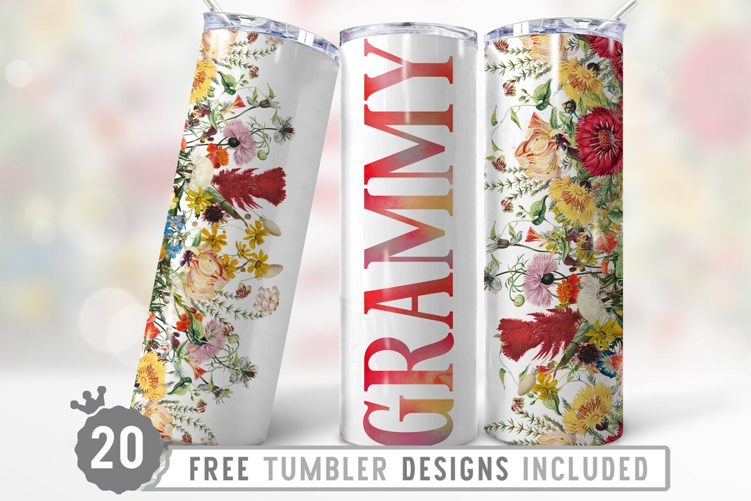 20oz Grammy Skinny Tumbler Sublimation Png, Mommy, Mama, Roses, Flowers ...