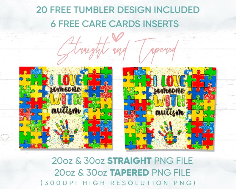 Autism Awareness 20oz Skinny Tumbler Wrap Design, Different is ...