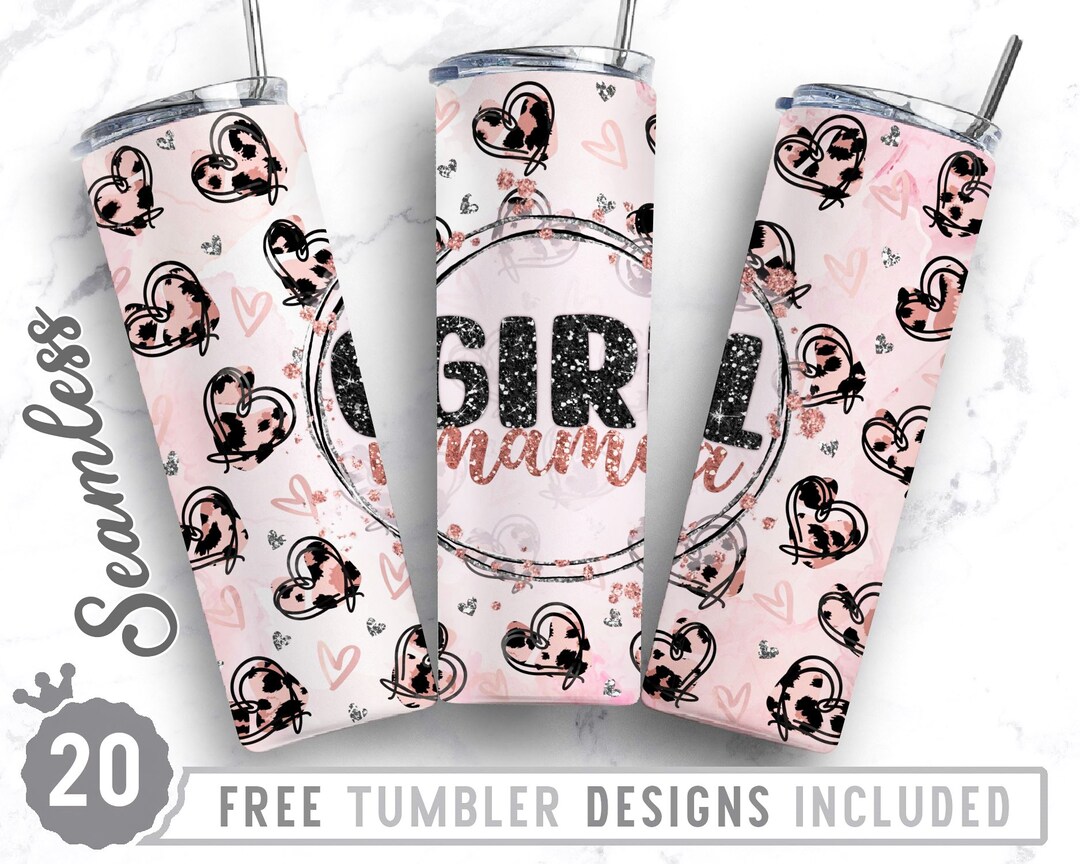 Bundle 20oz Skinny Tumbler Design Sublimation Template Mom, Girl Mama ...