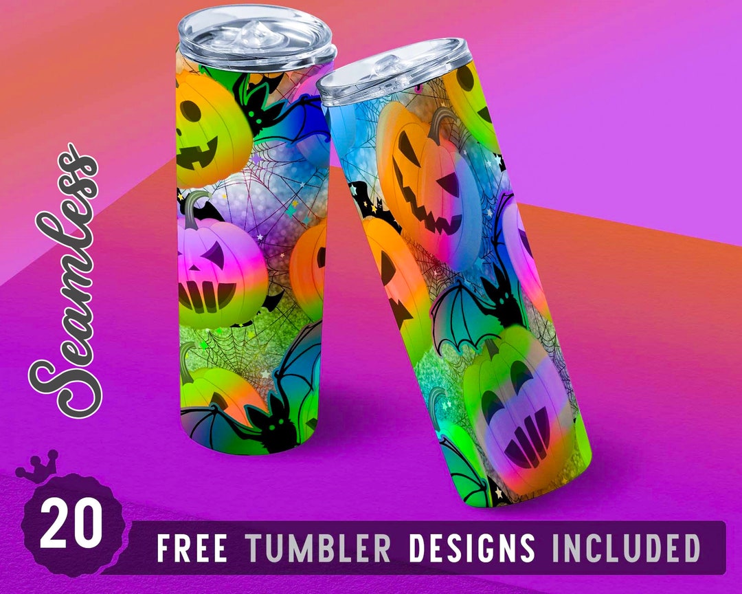 20oz Skinny Tumbler Design Sublimation Template Bright Multicolored ...