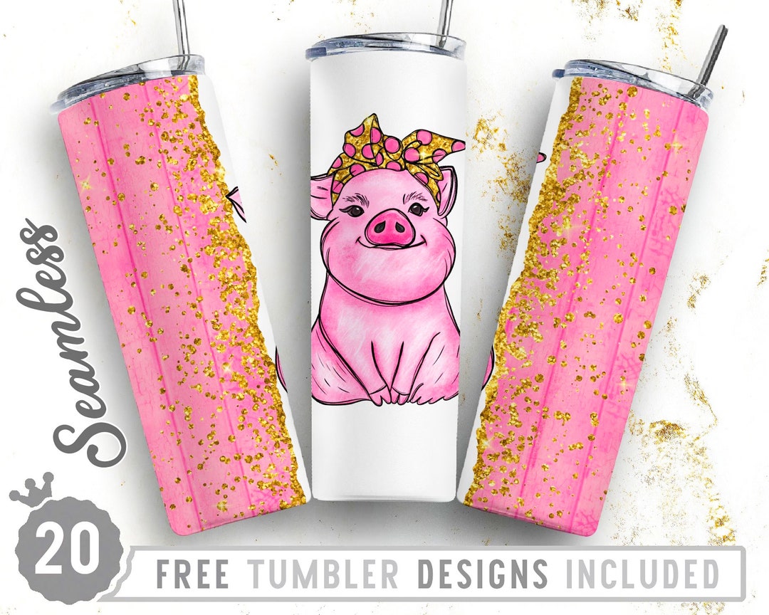 Western Pig 20oz Skinny Tumbler Wrap Design, Farm Animal, Loves Pigs ...