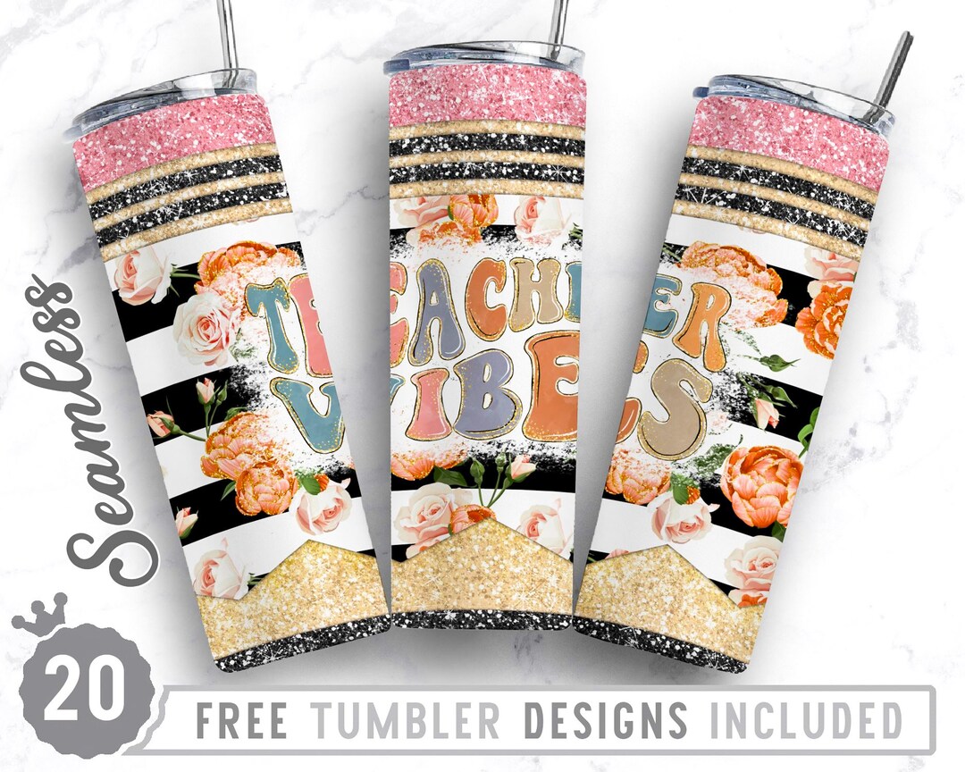 20oz Skinny Tumbler Design Sublimation Template Teacher, Wrap ...