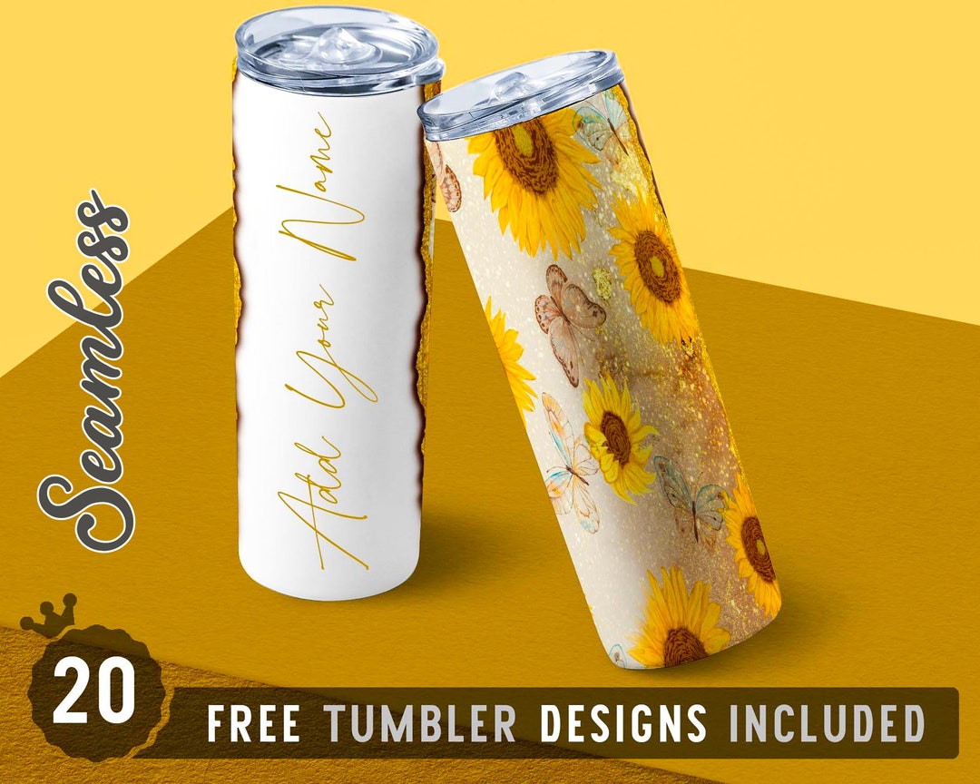 Sunflower Tumbler Wrap Background 20oz Skinny Tumbler Wrap Design PNG ...