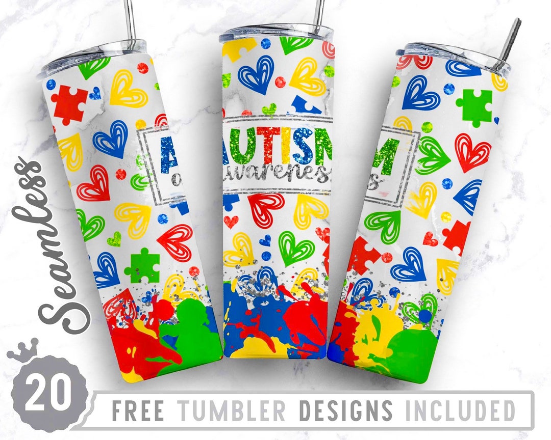 Bundle 20oz Skinny Tumbler Design Sublimation Template Autism,autism ...