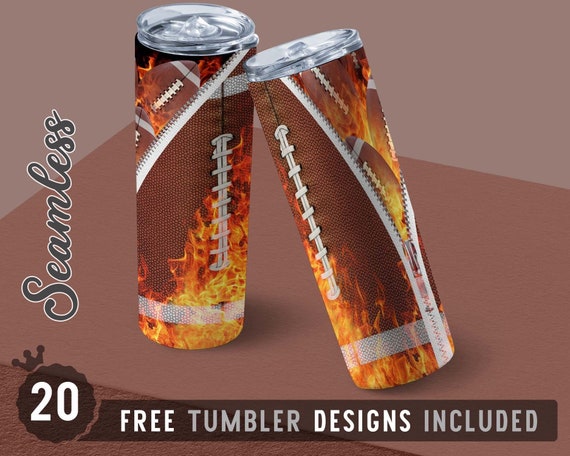 Fire American Football 20oz Skinny Tumbler Wrap Design PNG - Etsy